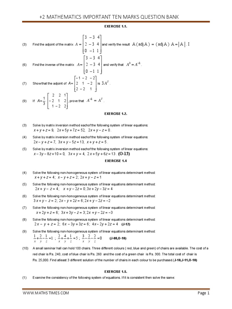 Important Maths Questions for Exams | PDF | Plane (Geometry) | Ellipse