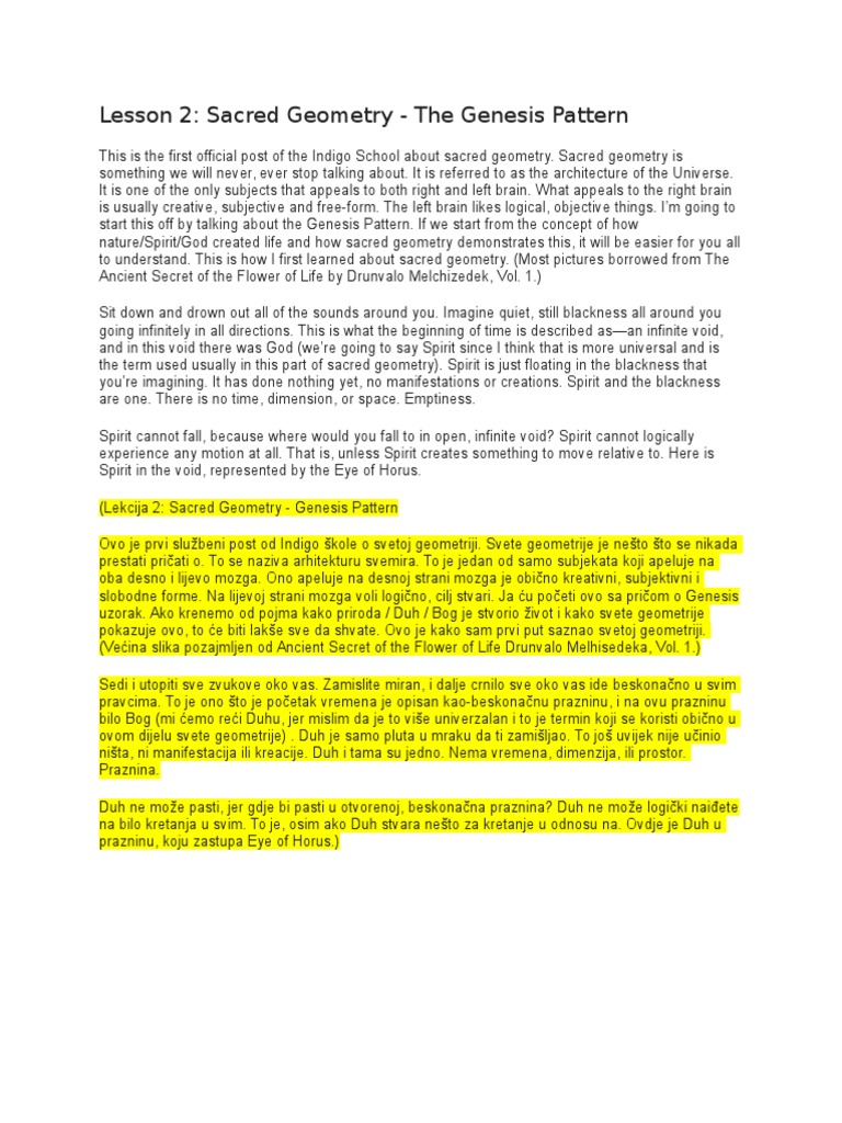 Sacred Geometry - The Genesis Pattern | PDF