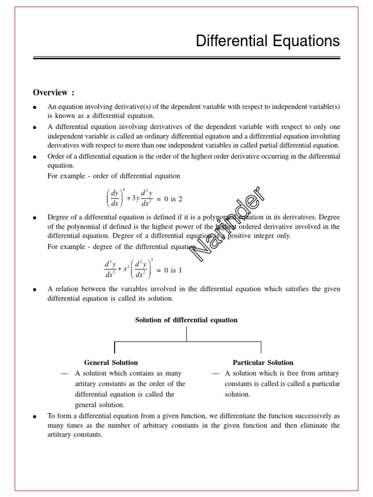 Class 12 Differential Equations Guide | PDF | Logical Truth | Rates