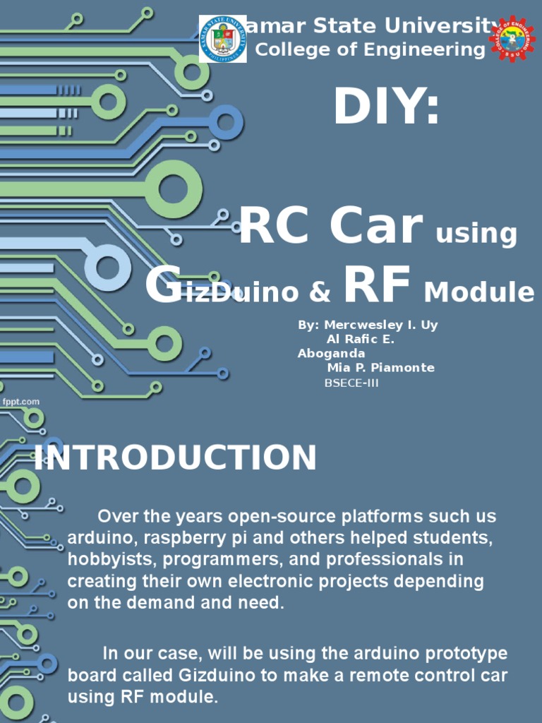 DIY RC CAR Using RF Module and Arduino/Gizduino Board | PDF | Arduino | Personal Computers