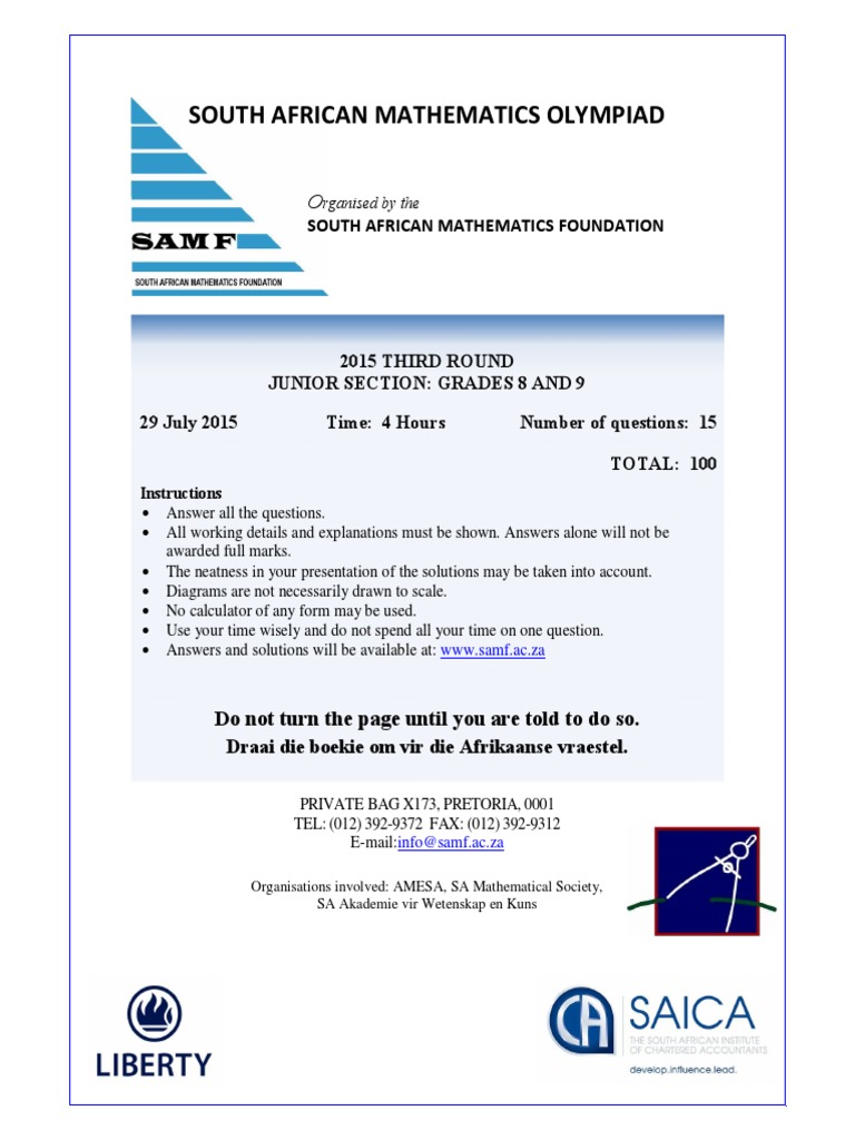 South African Mathematics Foundation | PDF | Sequence | Numbers