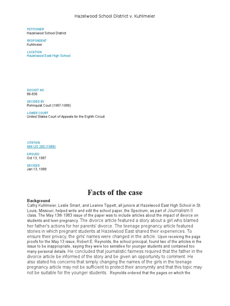 Hazelwood V Kuhlmeier | PDF | First Amendment To The United States ...