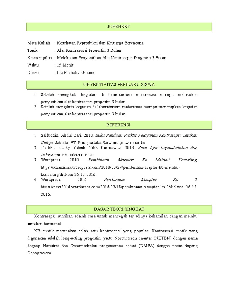 Jobsheet KB Suntik Print | PDF