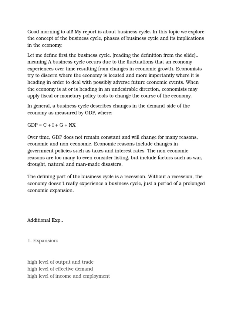 BC Report | PDF | Business Cycle | Recession