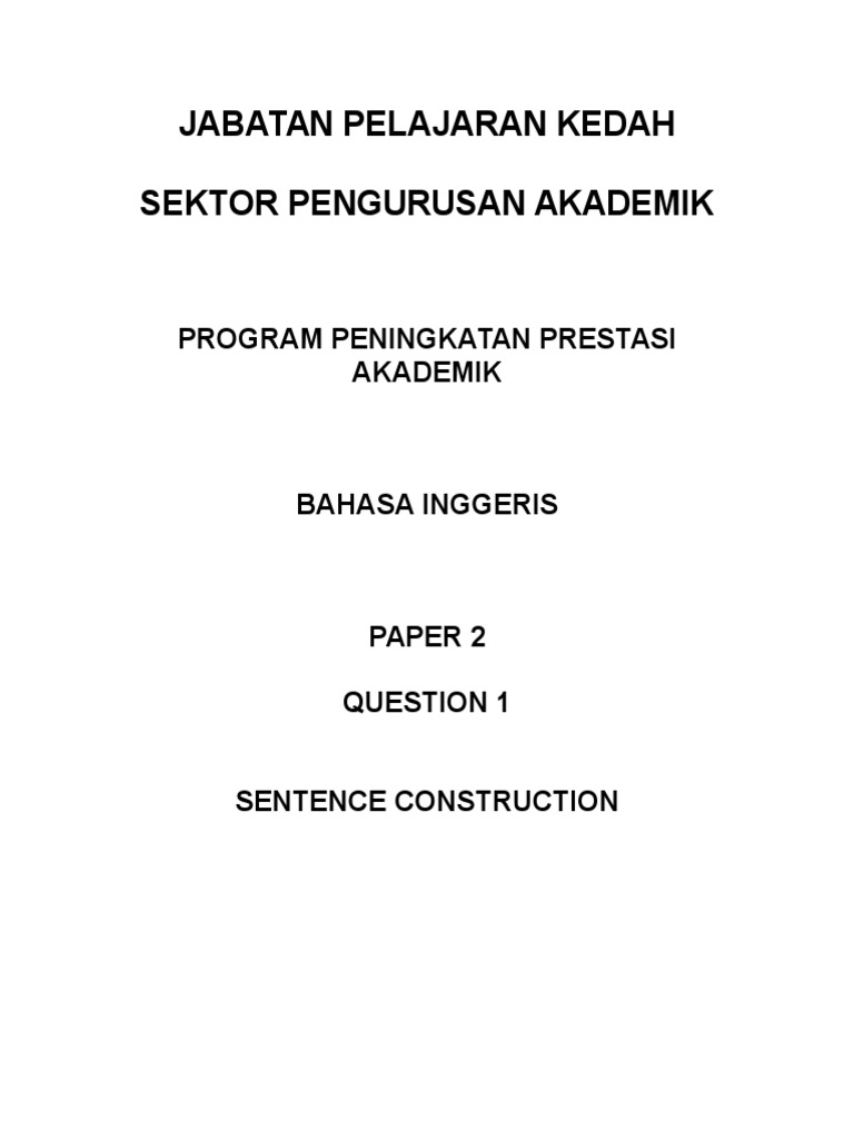 UPSR English Sentence Tasks | PDF | Career & Growth