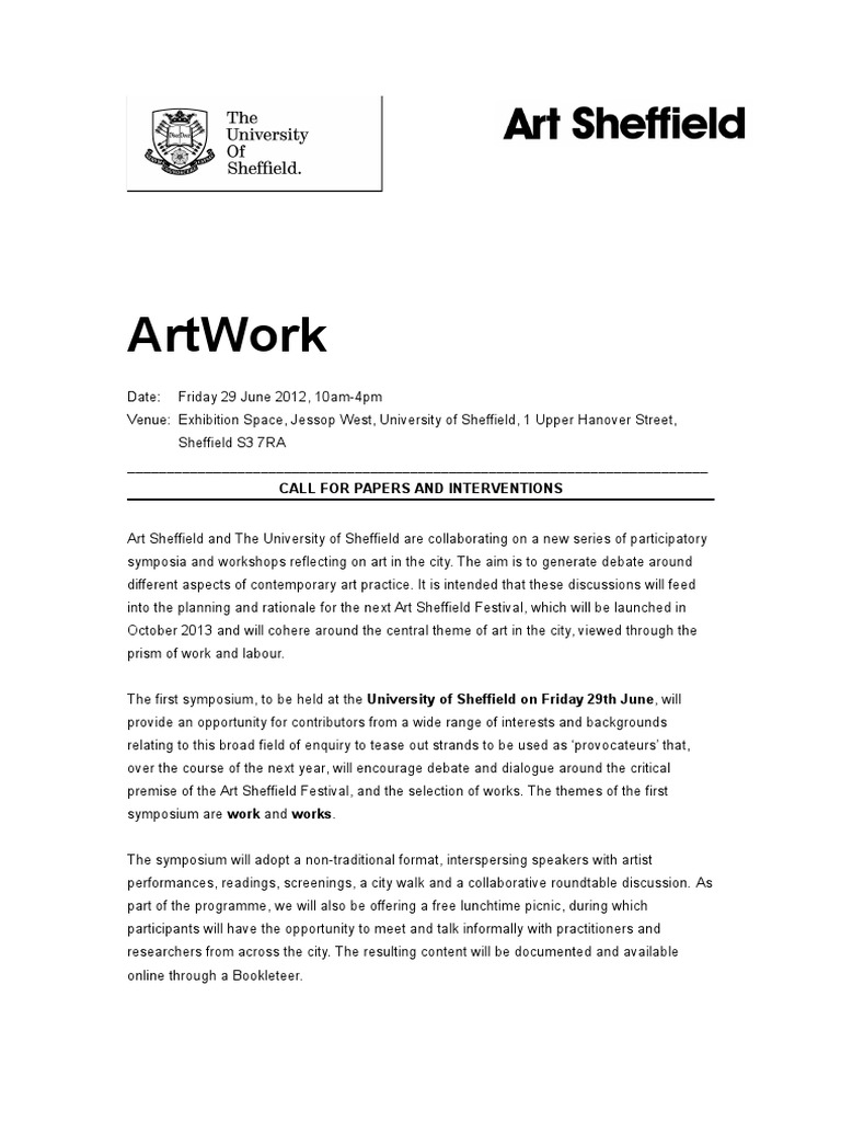 ArtWork Symposium Text (2012) | PDF | Communication