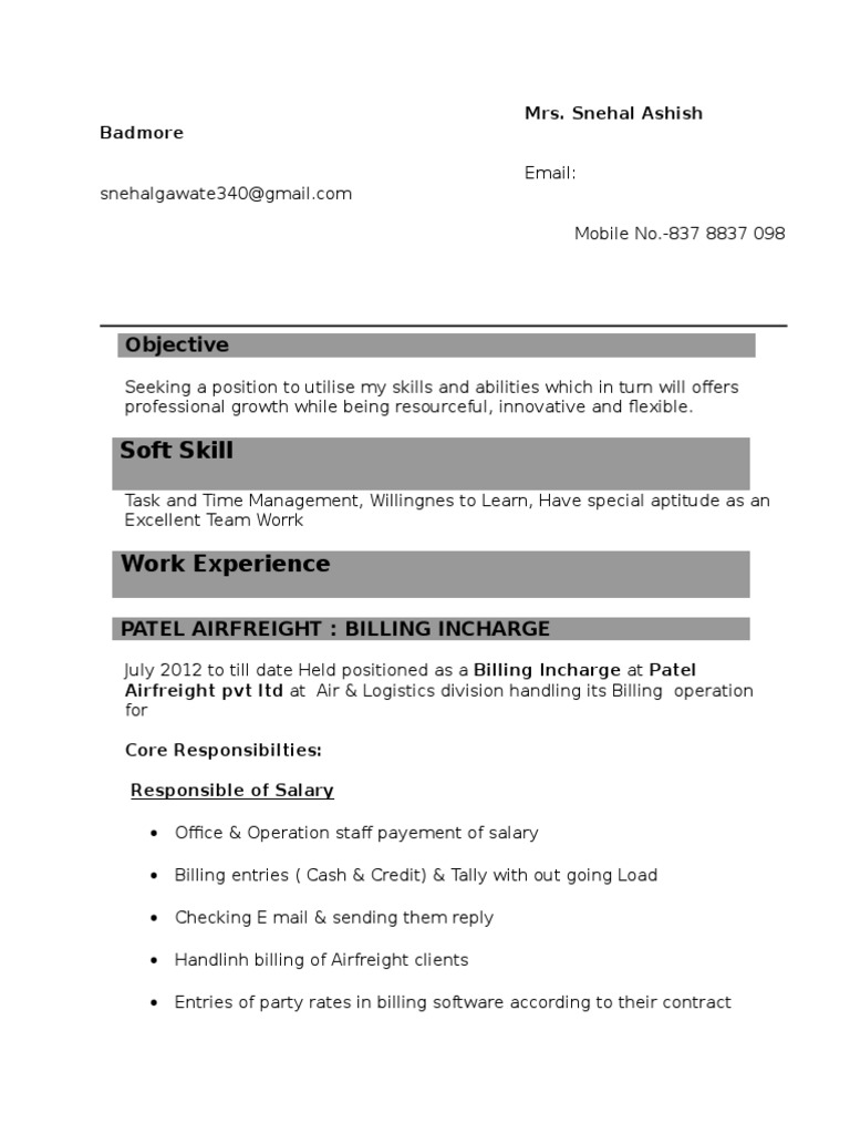 Snehal Resume | PDF | Automated Teller Machine | Debits And Credits