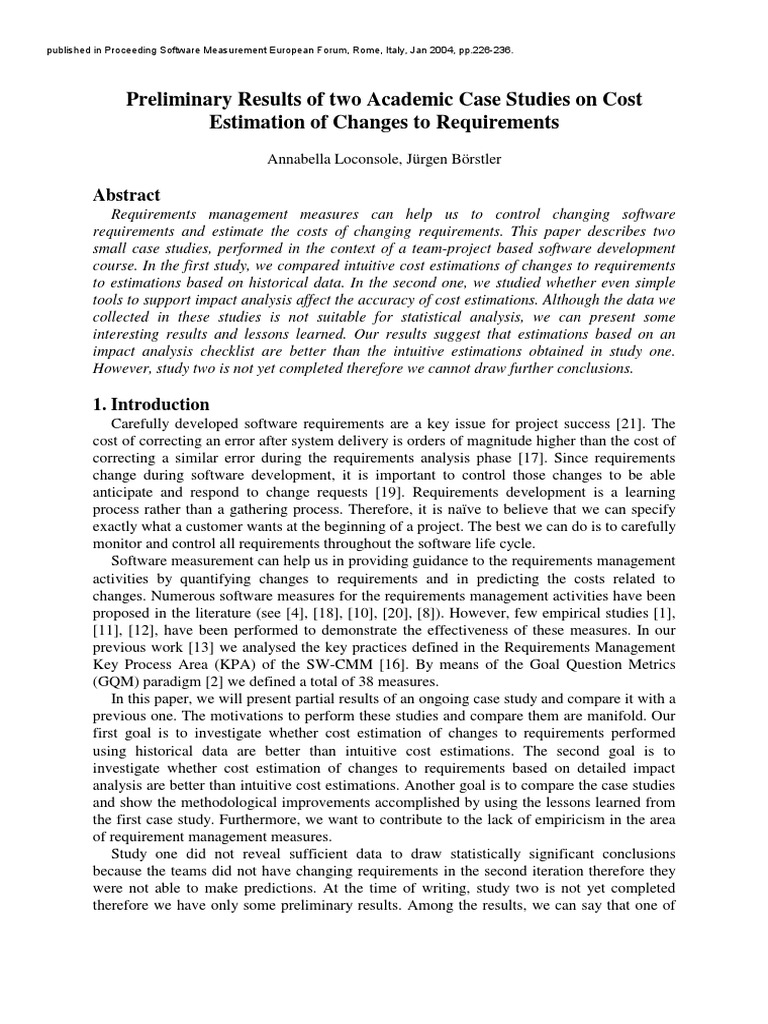 Cost Estimation-Case Study PDF | PDF | Statistics | Hypothesis
