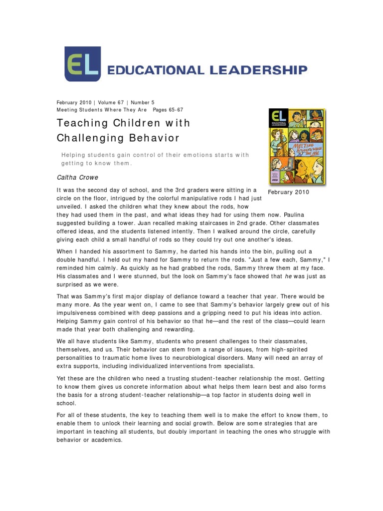 Teaching Children With Challenging Behavior 3 | PDF | Learning Styles ...