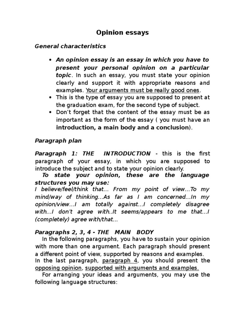 Opinion Essays Layout | PDF | Opinion | Essays