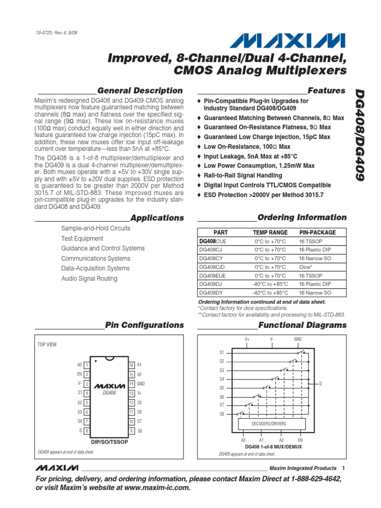 DG408-DG409_datasheet | Cmos | Electronic Circuits