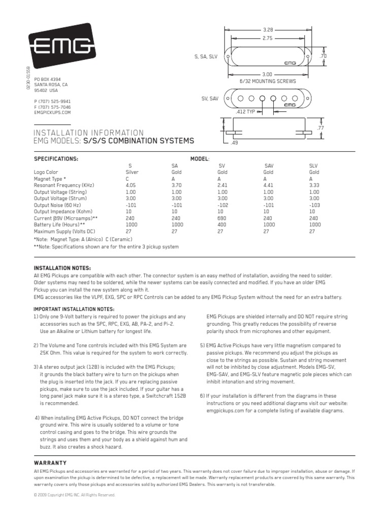 Installation Information Emg Models: S/S/S Combination Systems | PDF ...