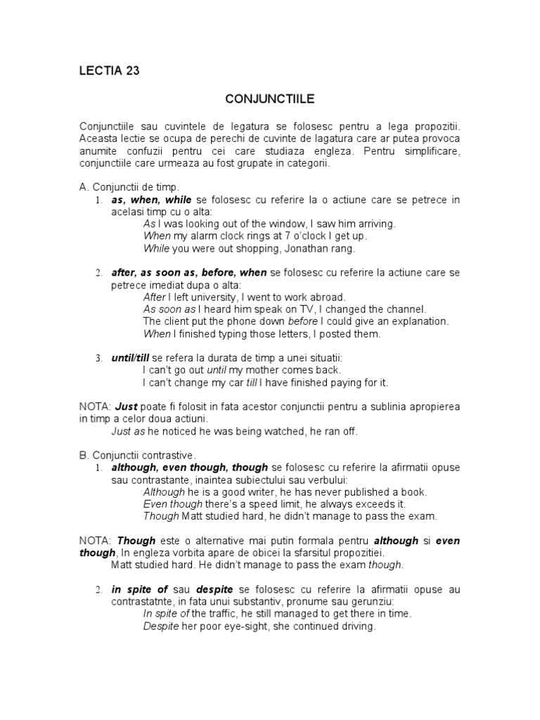 LECTIA 23 Conjunctiile | PDF | Violence
