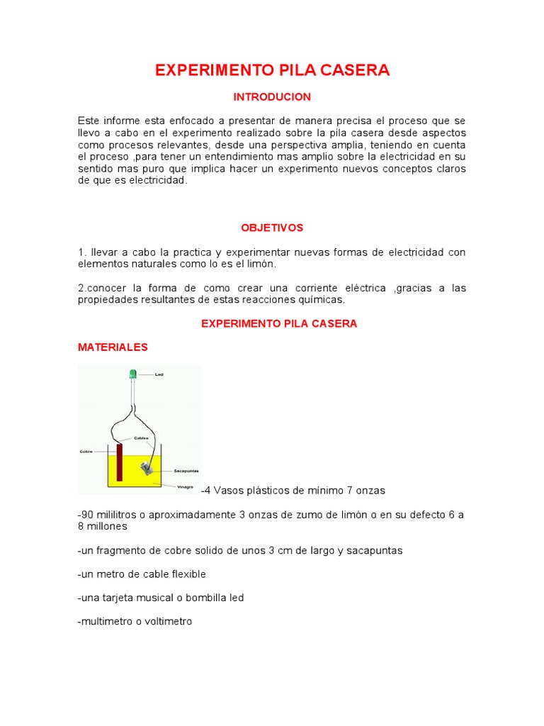 Experimento de Pila Casera con Limones | PDF | Batería (electricidad ...