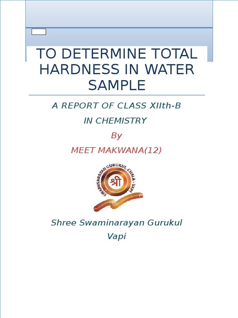 To Determine Total Hardness in Water Sample | PDF
