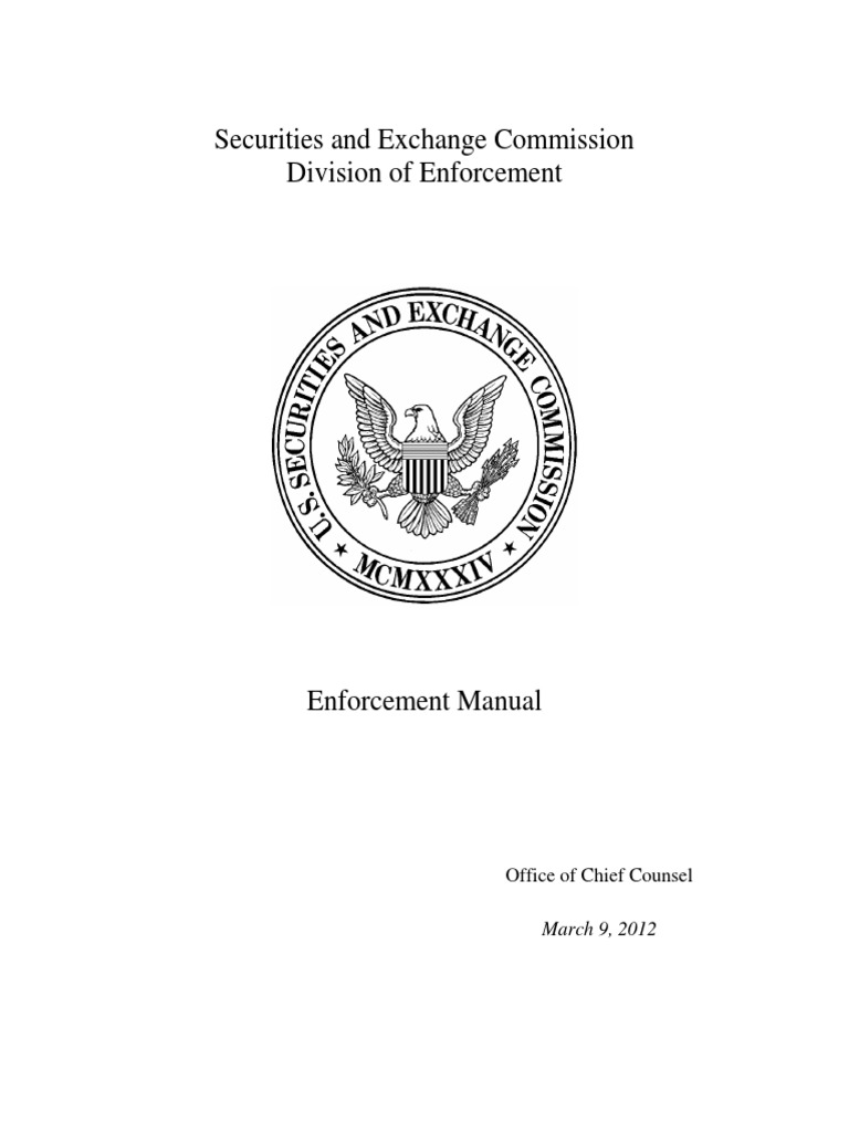 SEC Enforcement Manual | PDF | U.S. Securities And Exchange Commission ... SEC Enforcement Manual | PDF | U.S. Securities And Exchange Commission ...