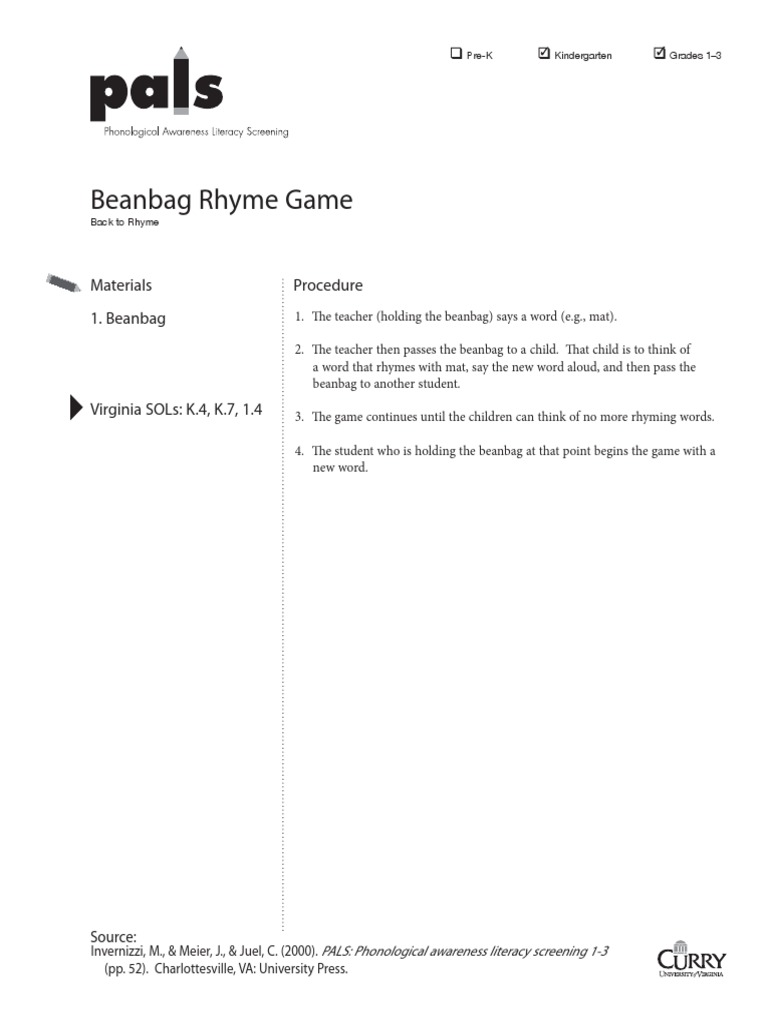 Pals Rhyme Assessments | PDF | Poetry | Teaching And Learning