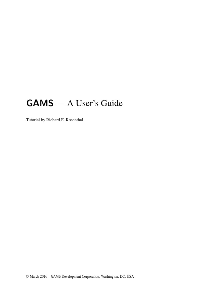 Gams Users Guide | PDF | Business | Technology & Engineering