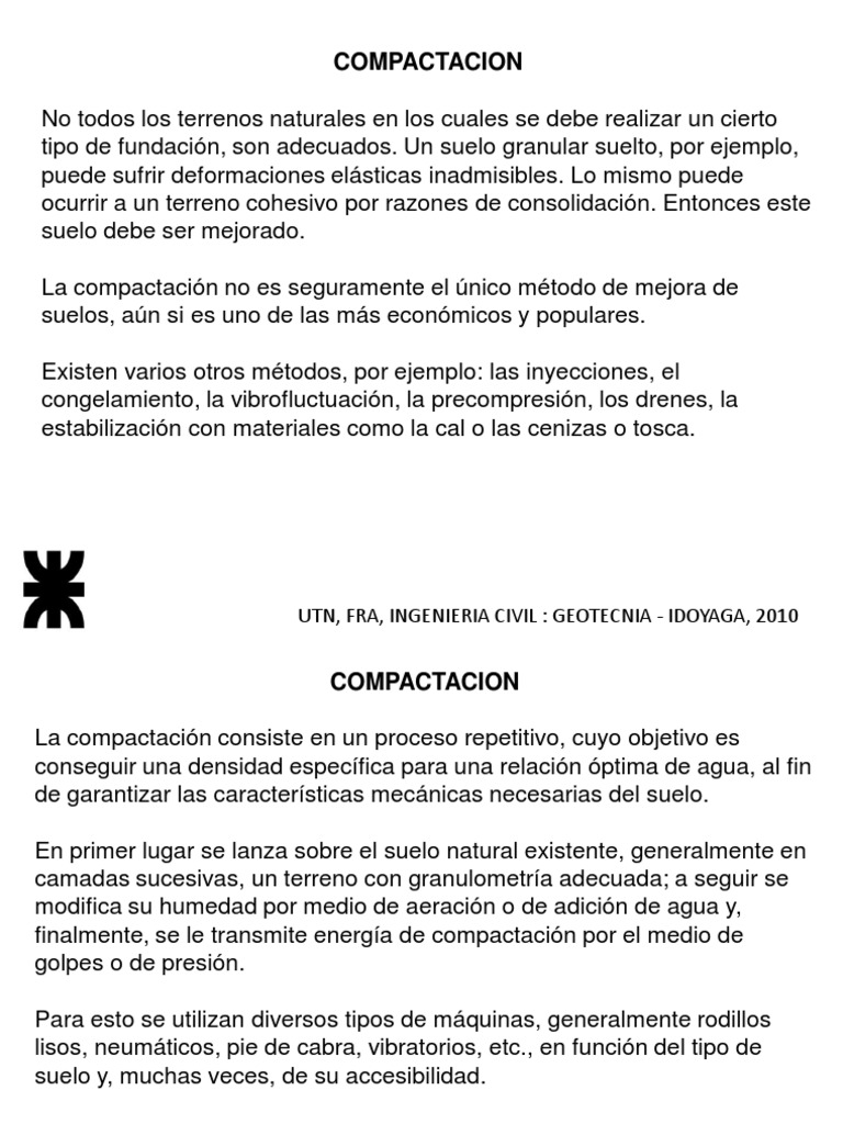 Geotecnia Compactacion y Ensayo Proctor | PDF | Densidad | Suelo