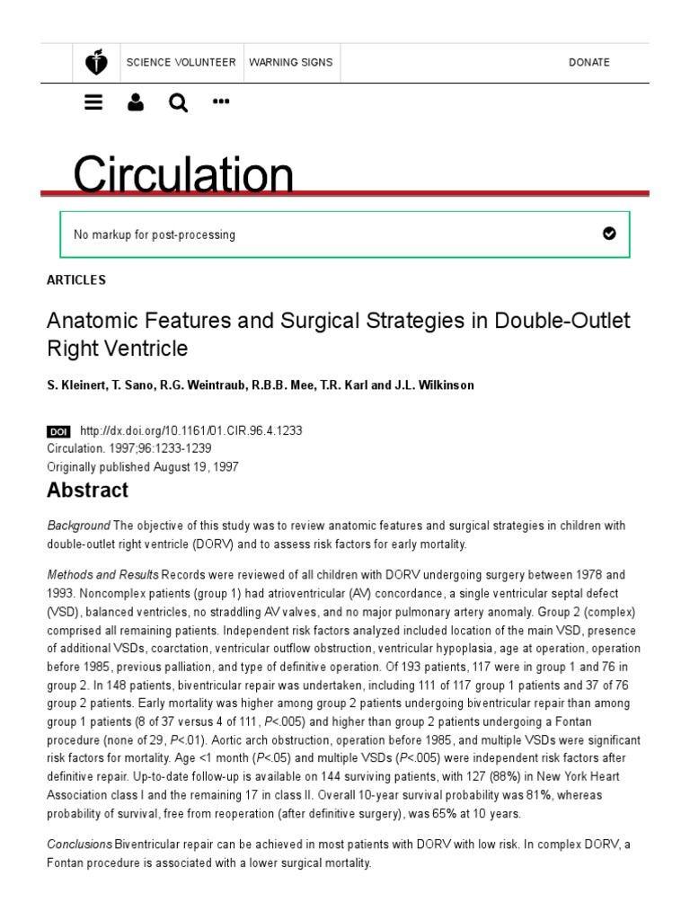 Anatomic Features and Surgical Strategies in Double-Outlet Right ...