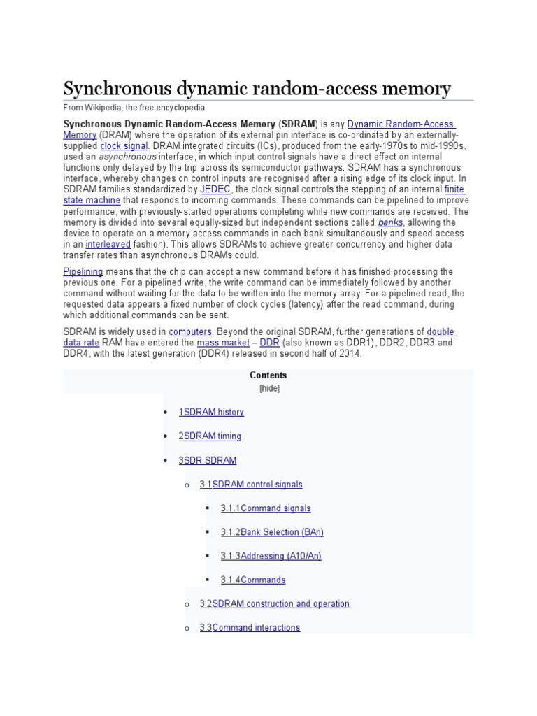 Synchronous Dynamic Random-Access Memory (SDRAM) Is Any | Download Free PDF | Dynamic Random ...