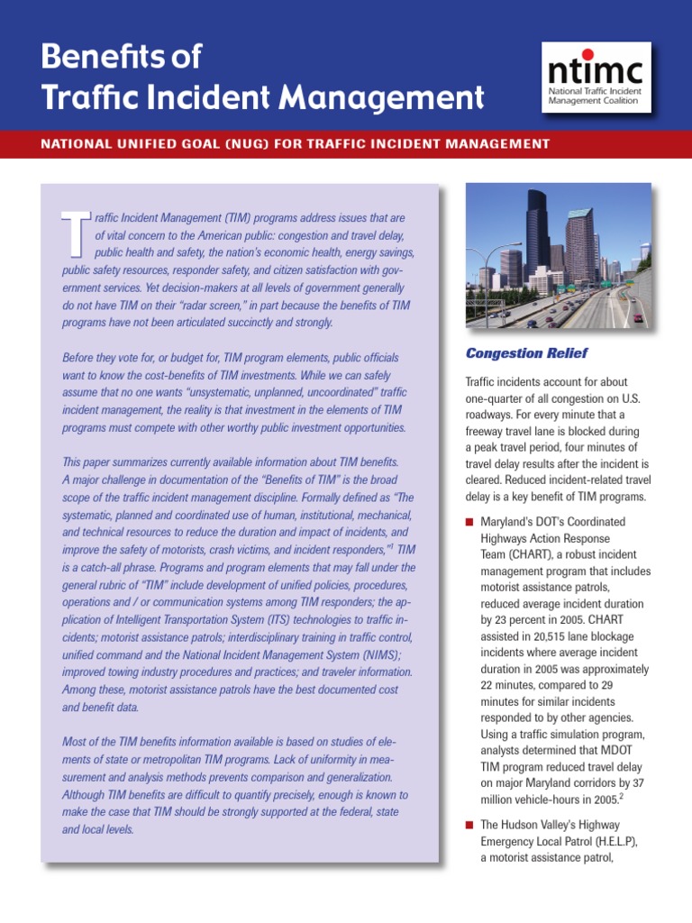 Benefits Od Traffic Incident Management | PDF | Major Trauma | Traffic ...