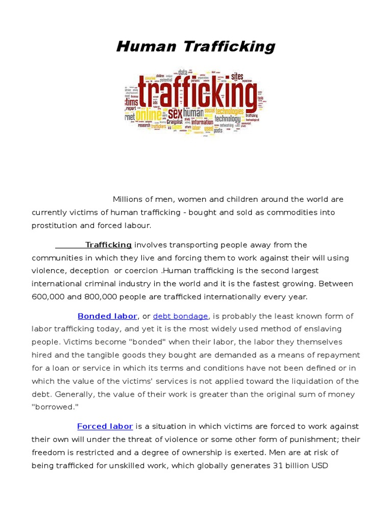 Human Trafficking: Trafficking Involves Transporting People Away From ...