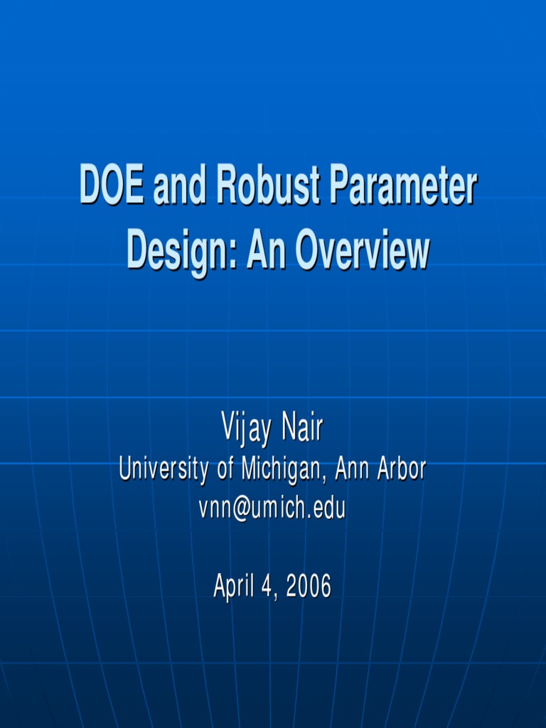 DOE and Robust Parameter Design | PDF | Reliability Engineering ...