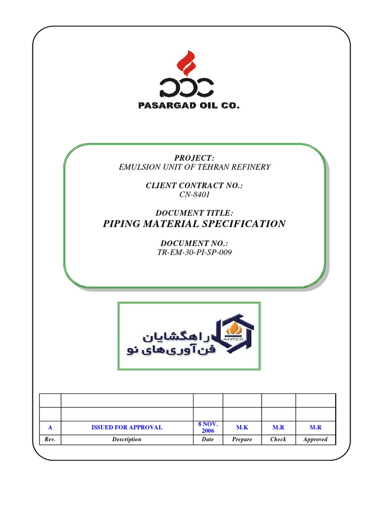 Piping Material Specification | PDF | Pipe (Fluid Conveyance) | Screw