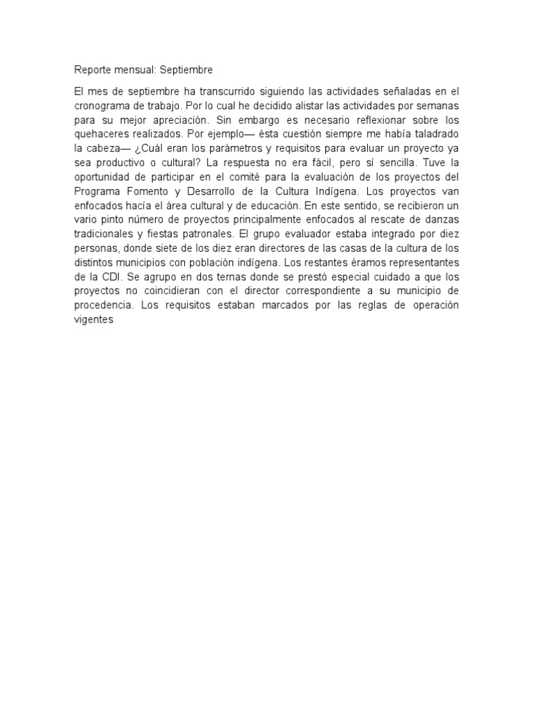 Reporte Mensual | PDF | Cultura (general) | Science
