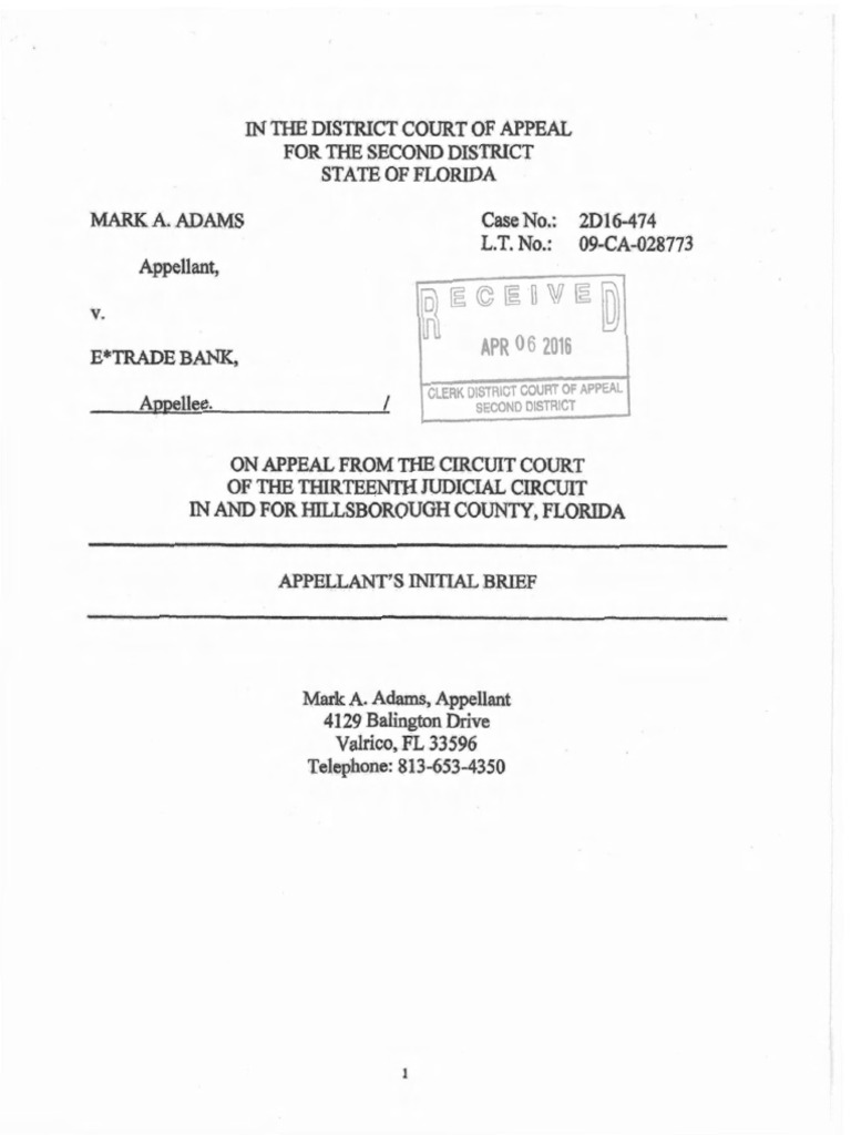 Initial Brief On Appeal of Non-Final Order Denying Motion To Quash ...