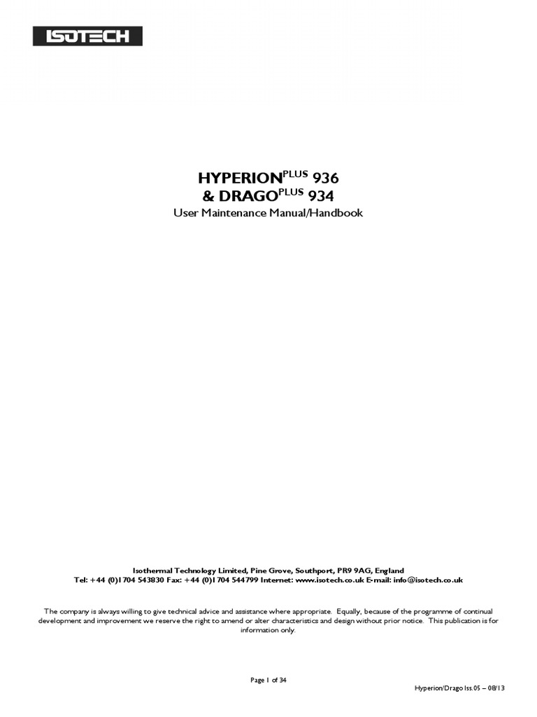 Manual Hyperion & Drago | PDF | Thermometer | Calibration