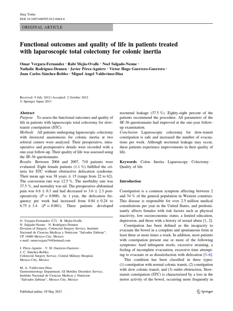 Colonic Inertia | Download Free PDF | Constipation | Surgery
