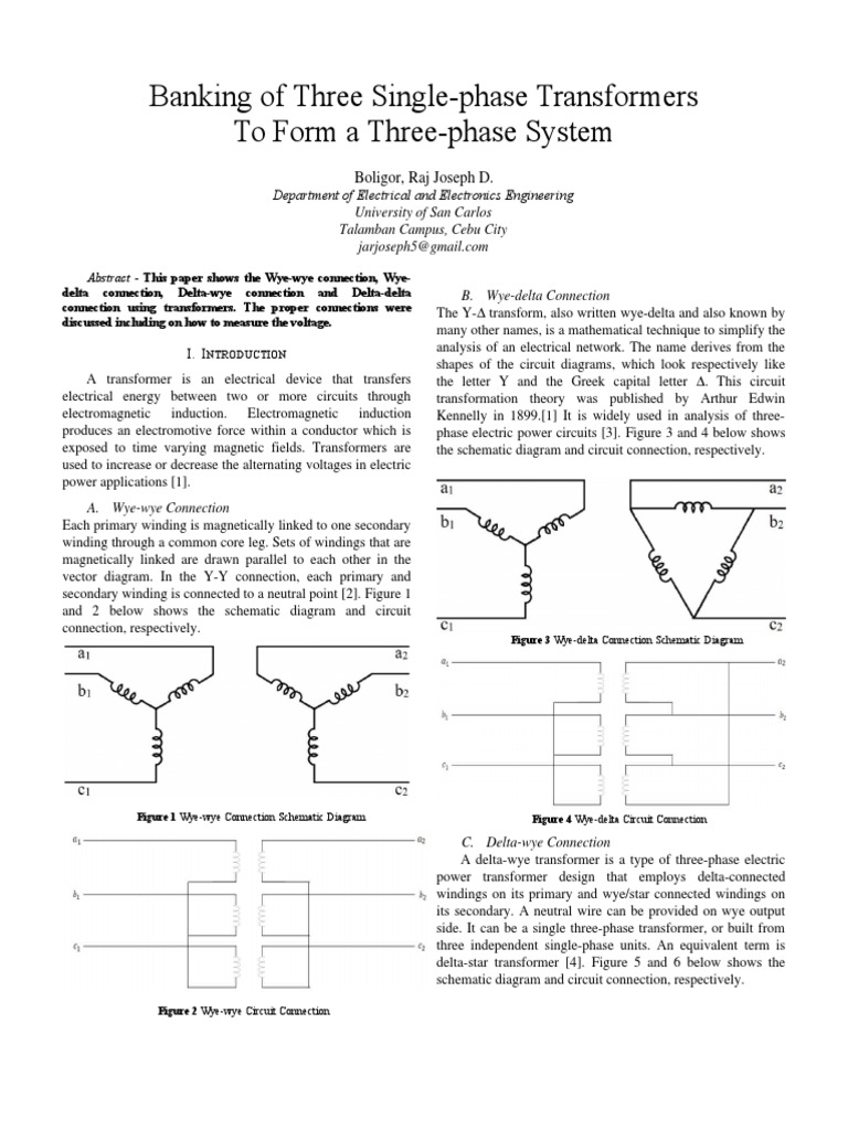 Banking Three Single-phase Transformers to Form Three-phase System ...