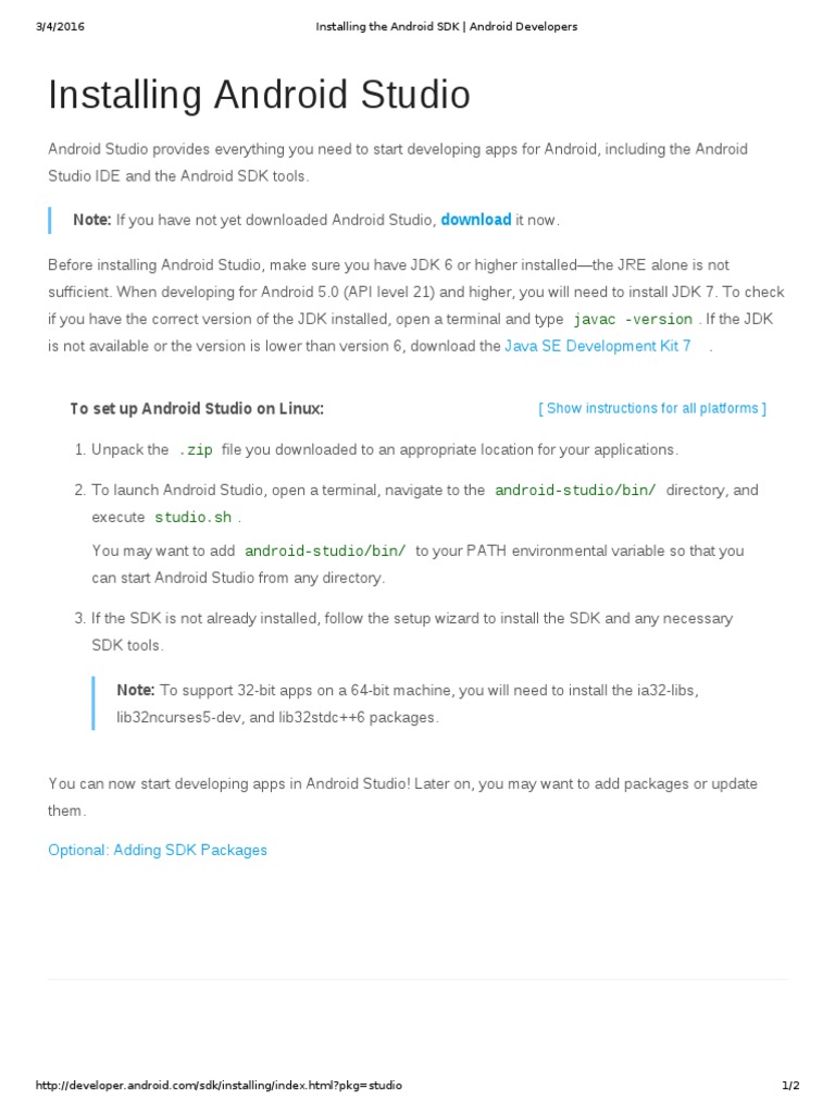 Installing The Android SDK - Android Developers | PDF | Software Development Kit | Android ...