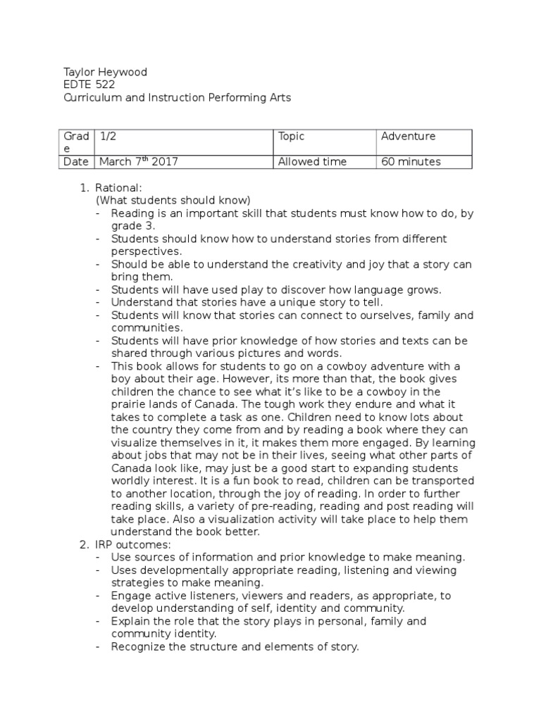 Reading Lesson Plan Tigers New Boots Final | PDF | Storytelling ...