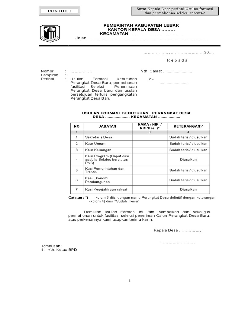 Contoh Format Lampiran 1 | PDF