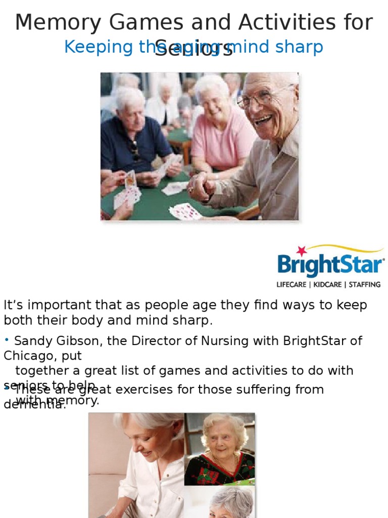 Memory Games and Activities For Seniors: Keeping The Aging Mind Sharp ...