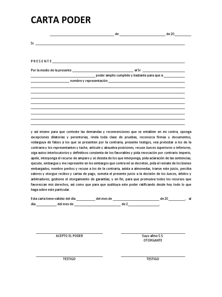 Carta Poder: Autorización Legal Completa | PDF
