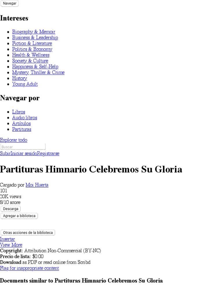 Partituras Himnario Celebremos Su Gloria | PDF
