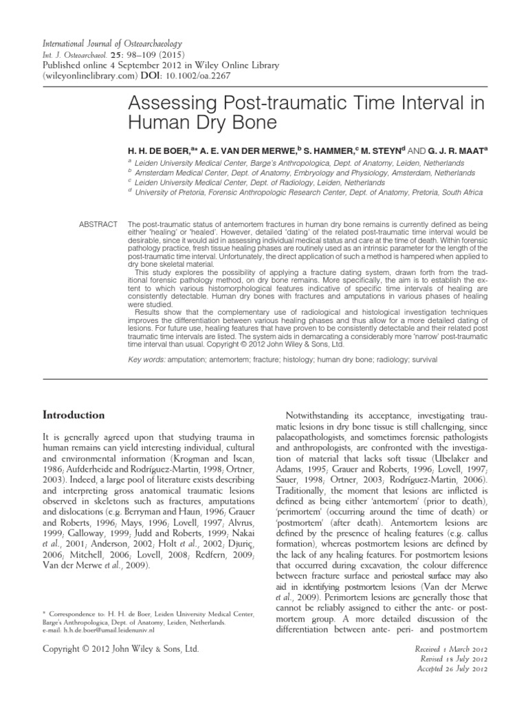 Boer Et Al-2015-International Journal of Osteoarchaeology | PDF | Bone | Histology