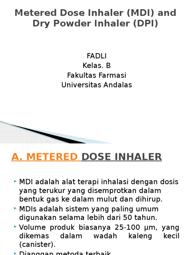 MDI dan DPI: Perbandingan Inhaler | PDF