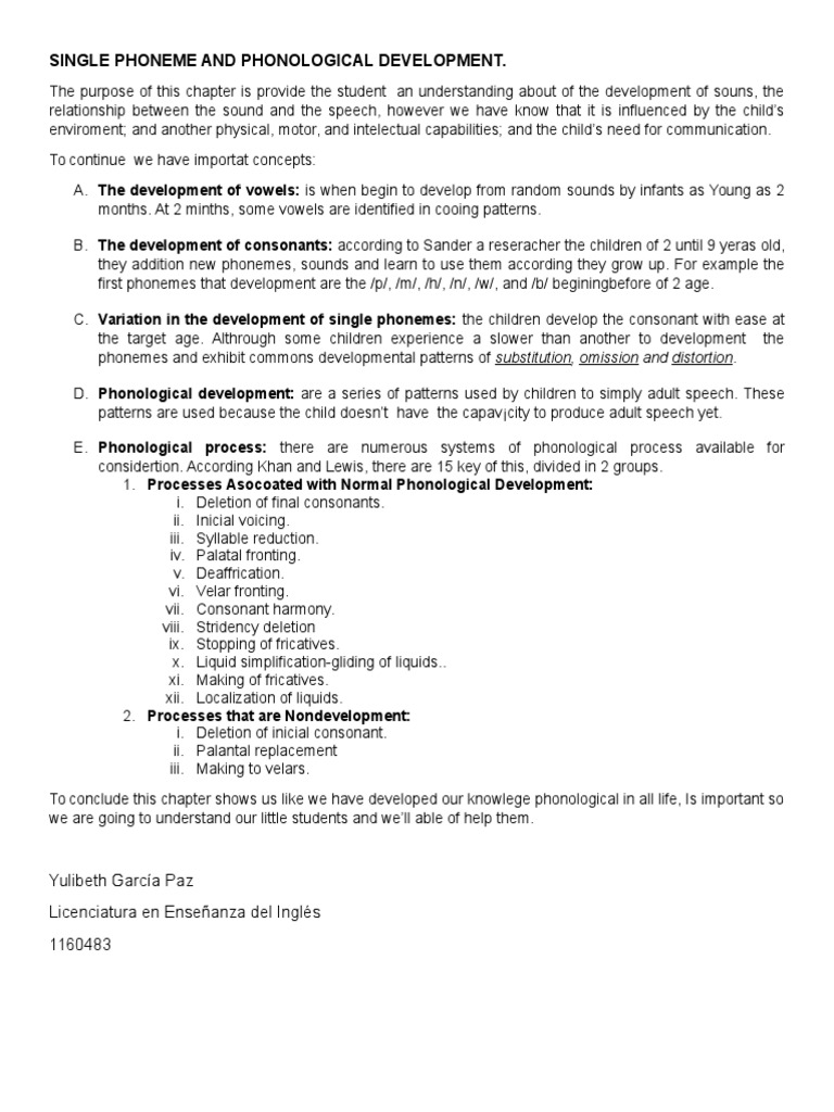 Single Phoneme and Phonological Development.: Yulibeth García Paz ...
