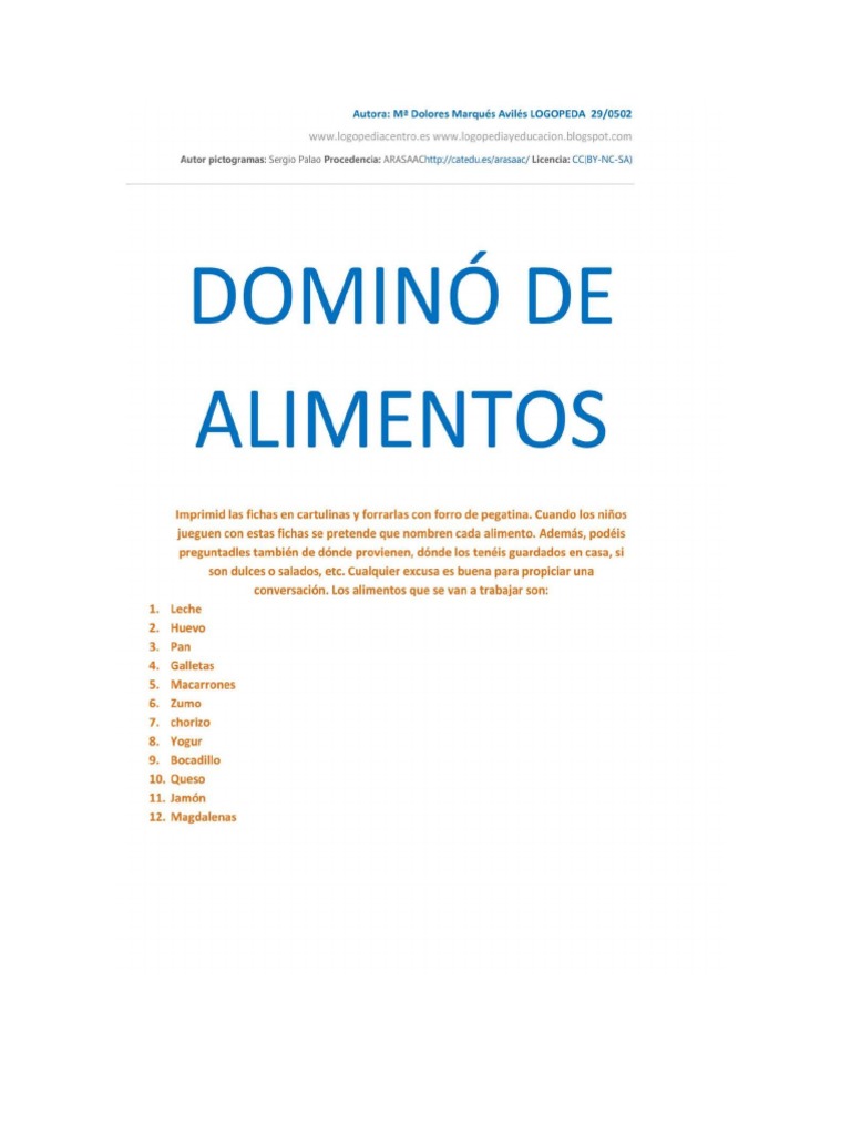 Domino de Alimentos | PDF
