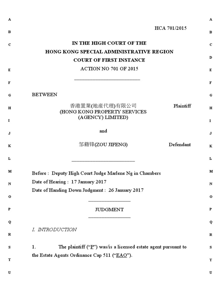 In The High Court of The Hong Kong Special Administrative Region Court of First Instance | PDF ...