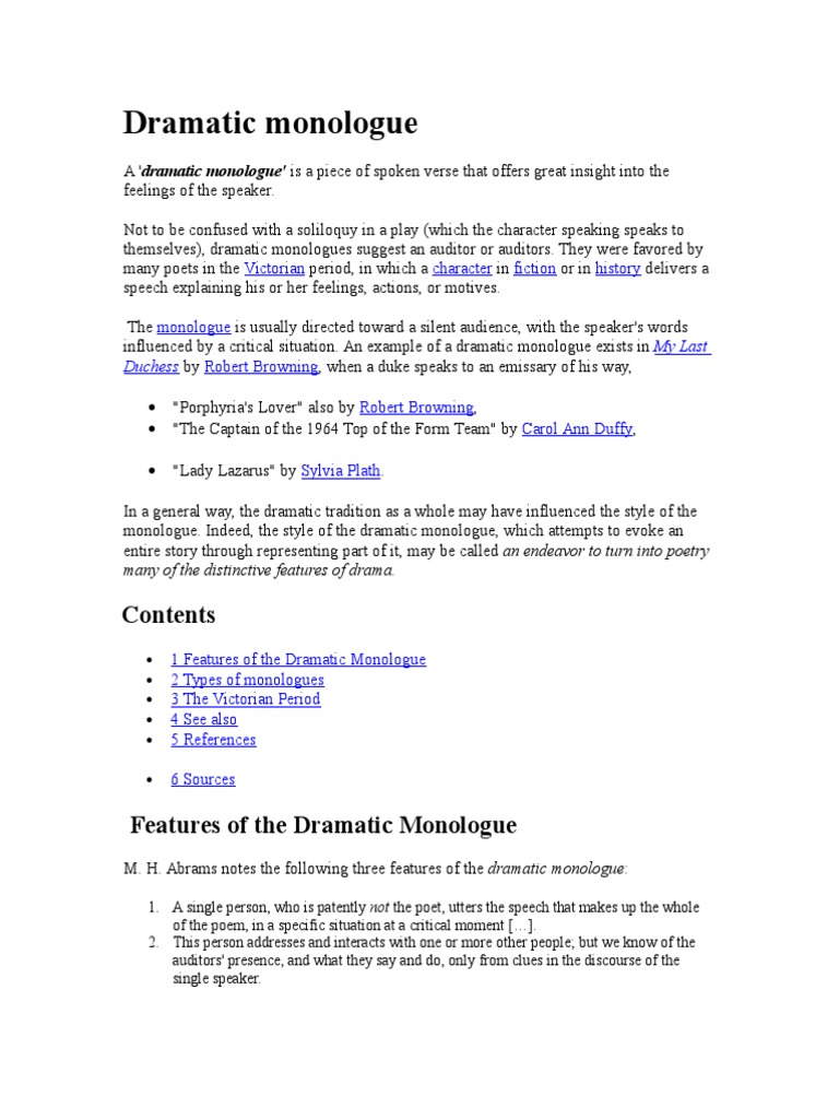 Dramatic Monologue | PDF | Robert Browning | Monologue