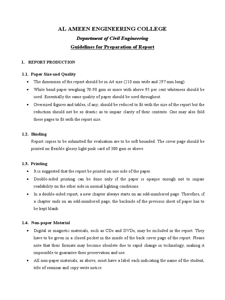Civil Engineering Report Guidelines | PDF | Times New Roman | Ellipsis