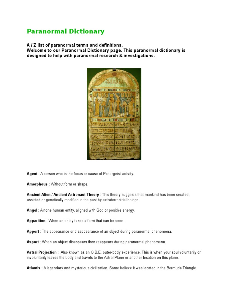 Paranormal Dictionary | PDF | Curse | Ghosts