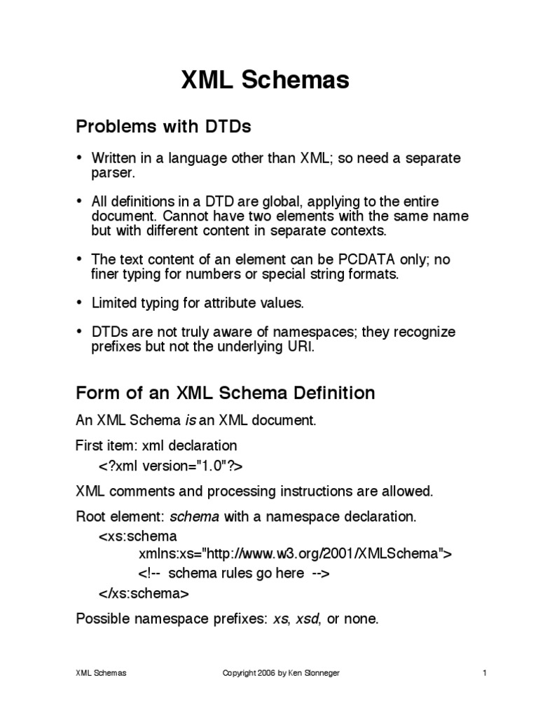 XML Schemas: Problems With Dtds | PDF | Xml Schema | Xml