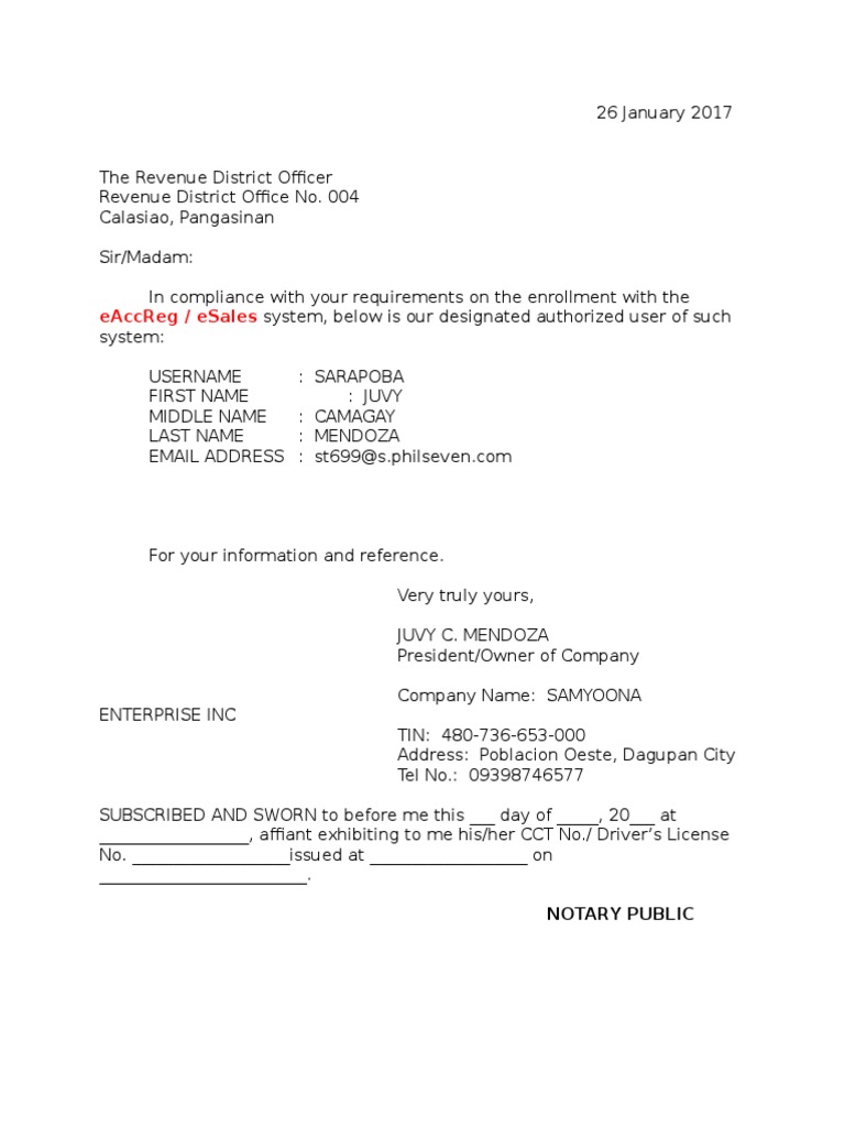EAccreg and ESales Enrollment Form | PDF | Computer Networking | Online ...